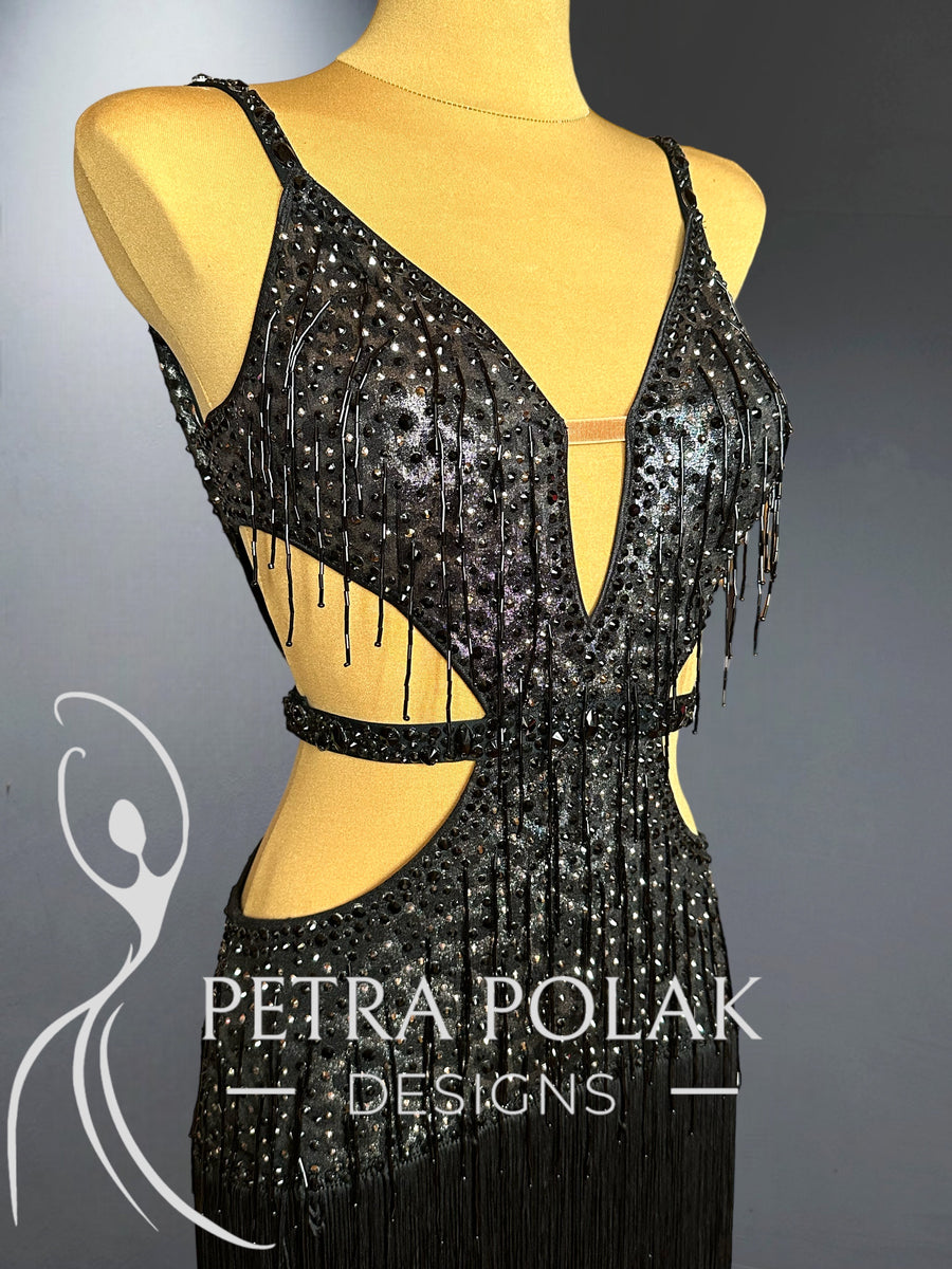 Black Animal Print Latin Rhythm Ballroom Competition Dance Dress ...